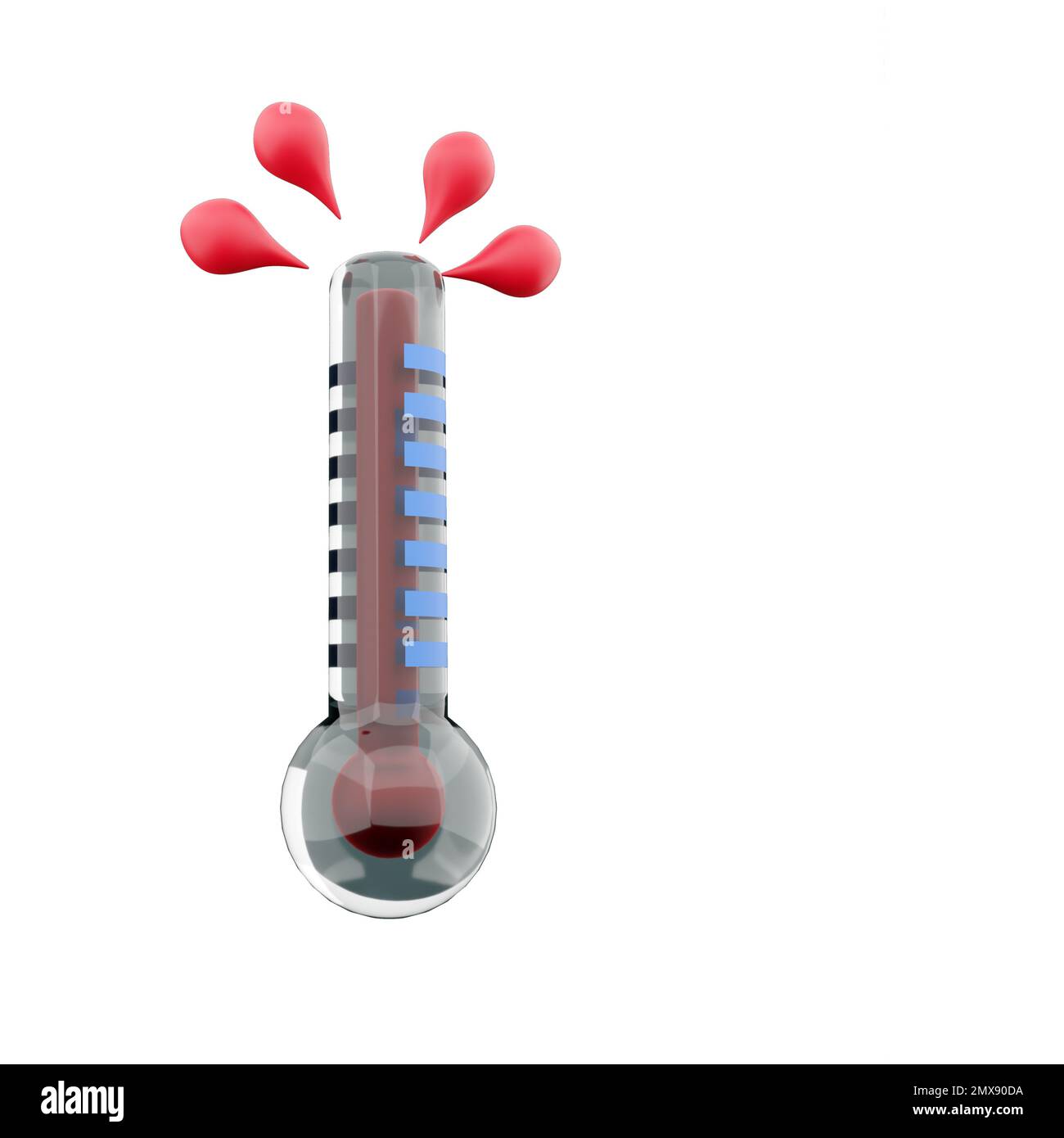 3D rendering high thermometer score icon. 3d render hot weather icon ...