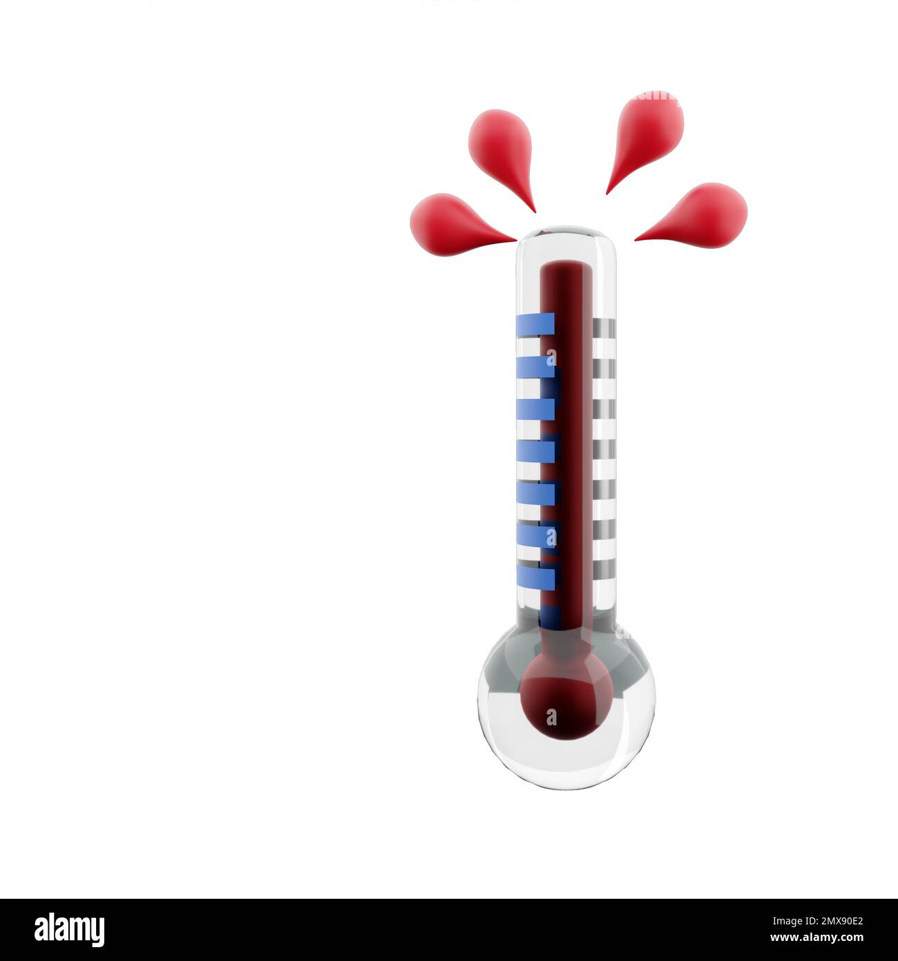 3D rendering high thermometer score icon. 3d render hot weather icon ...