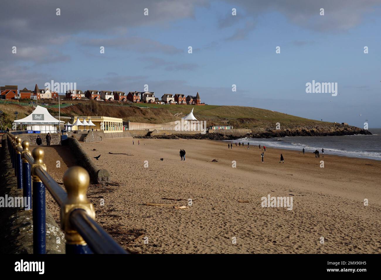 The sandy beach at Whitmore Bay, Barry Island. January 2023. Winter Stock Photo - Alamy
