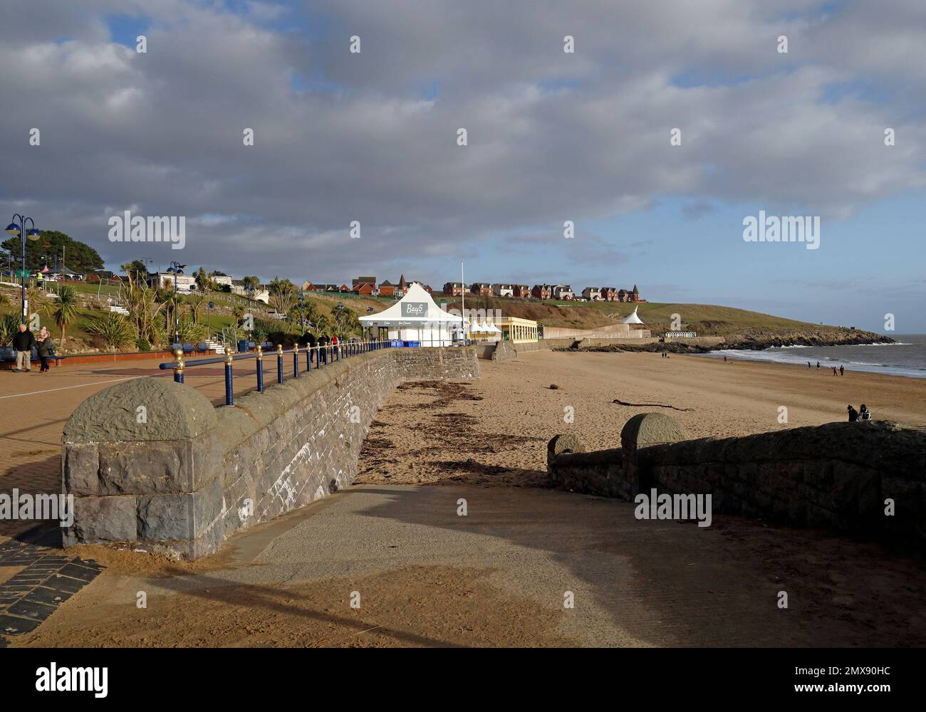 Rampway down to the sands at Whitmore Bay, Barry Island. January 2023. Winter Stock Photo - Alamy