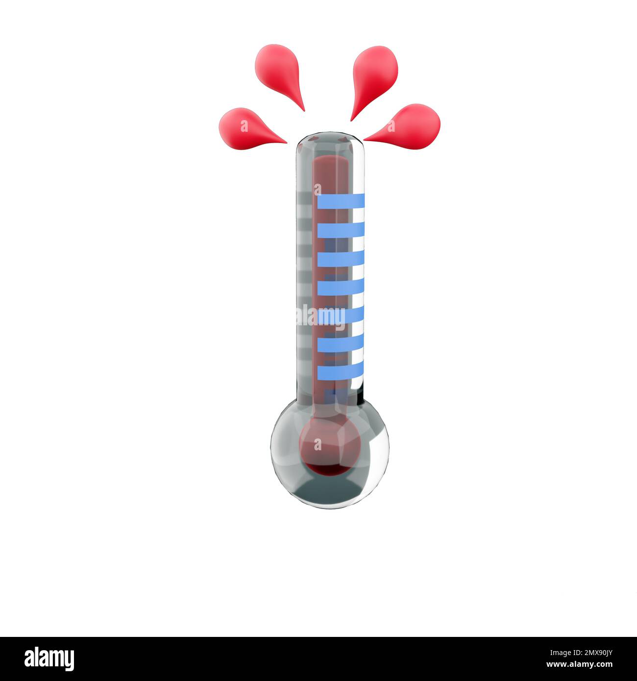 3D rendering high thermometer score icon. 3d render hot weather icon ...
