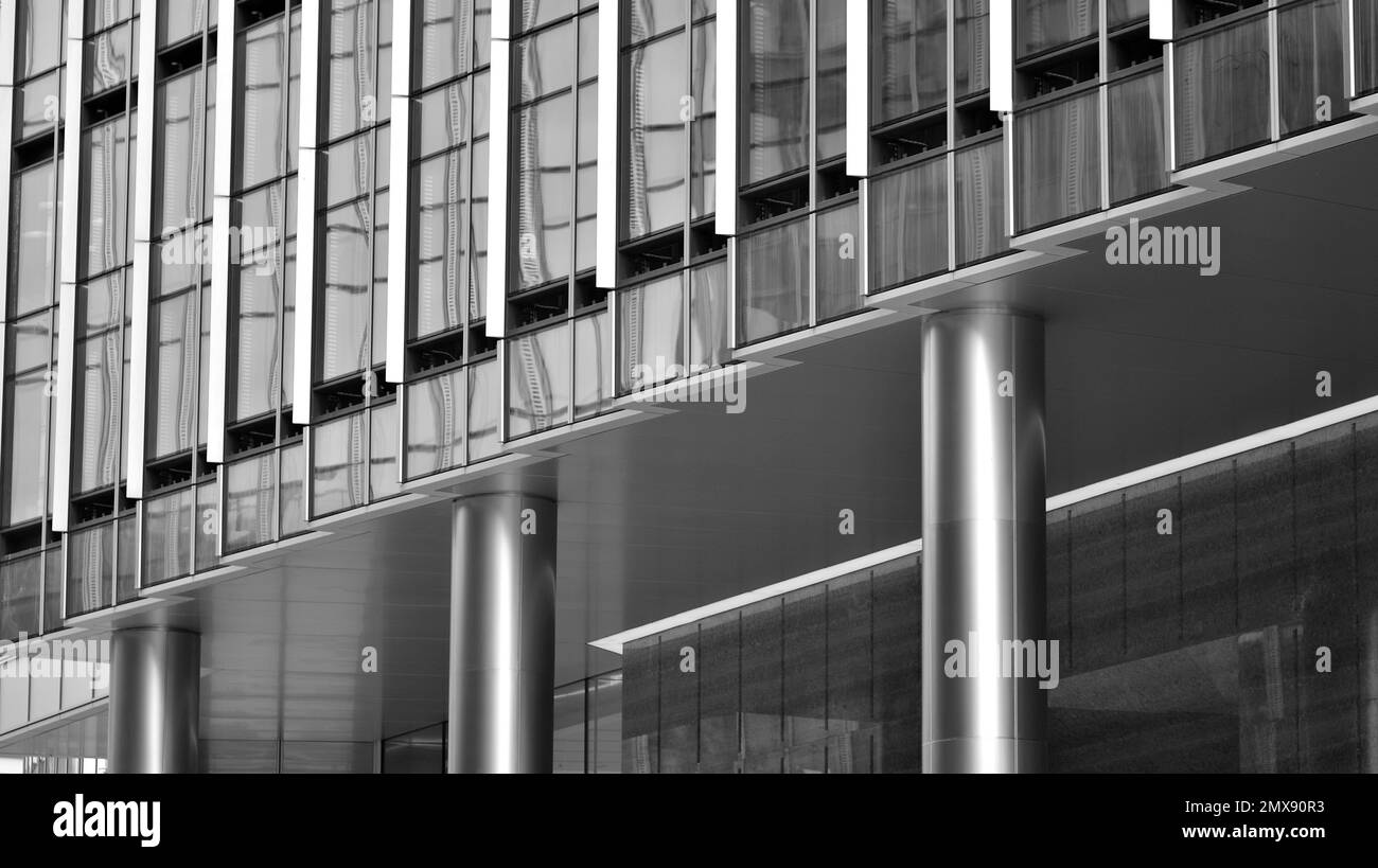 Modern architectural details. Modern glass facade with a geometric ...