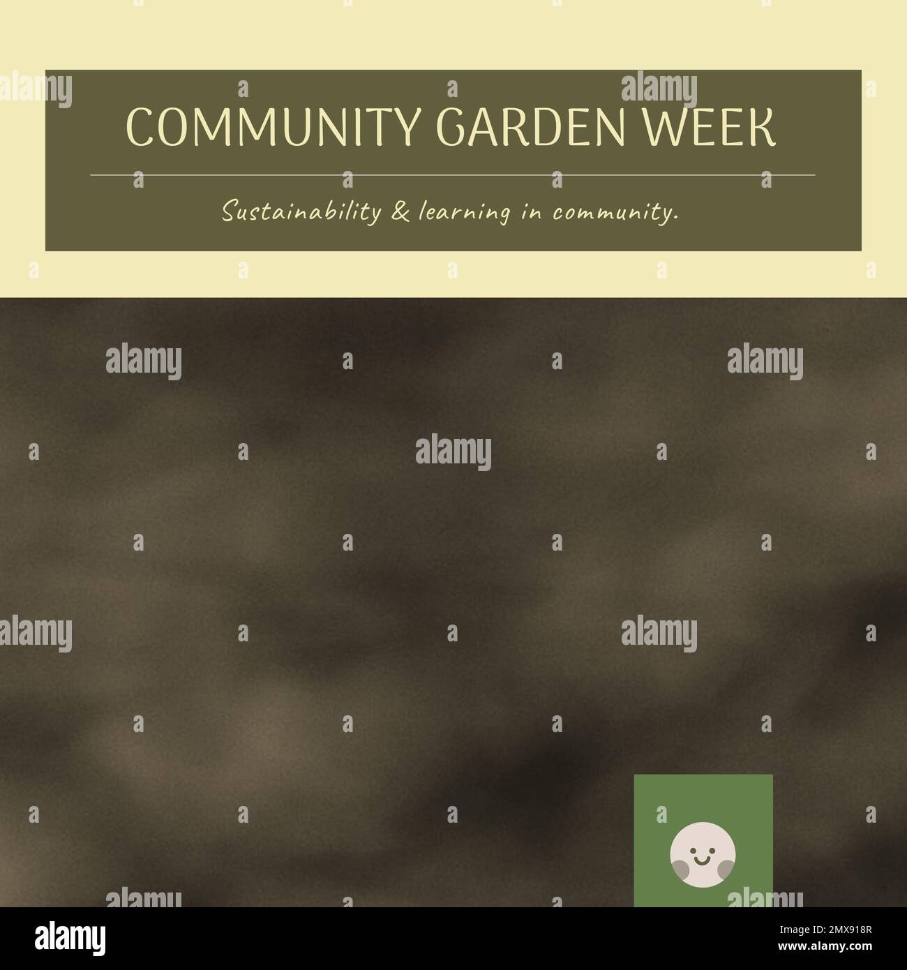 Composition of community garden week text over happy face icon on ...