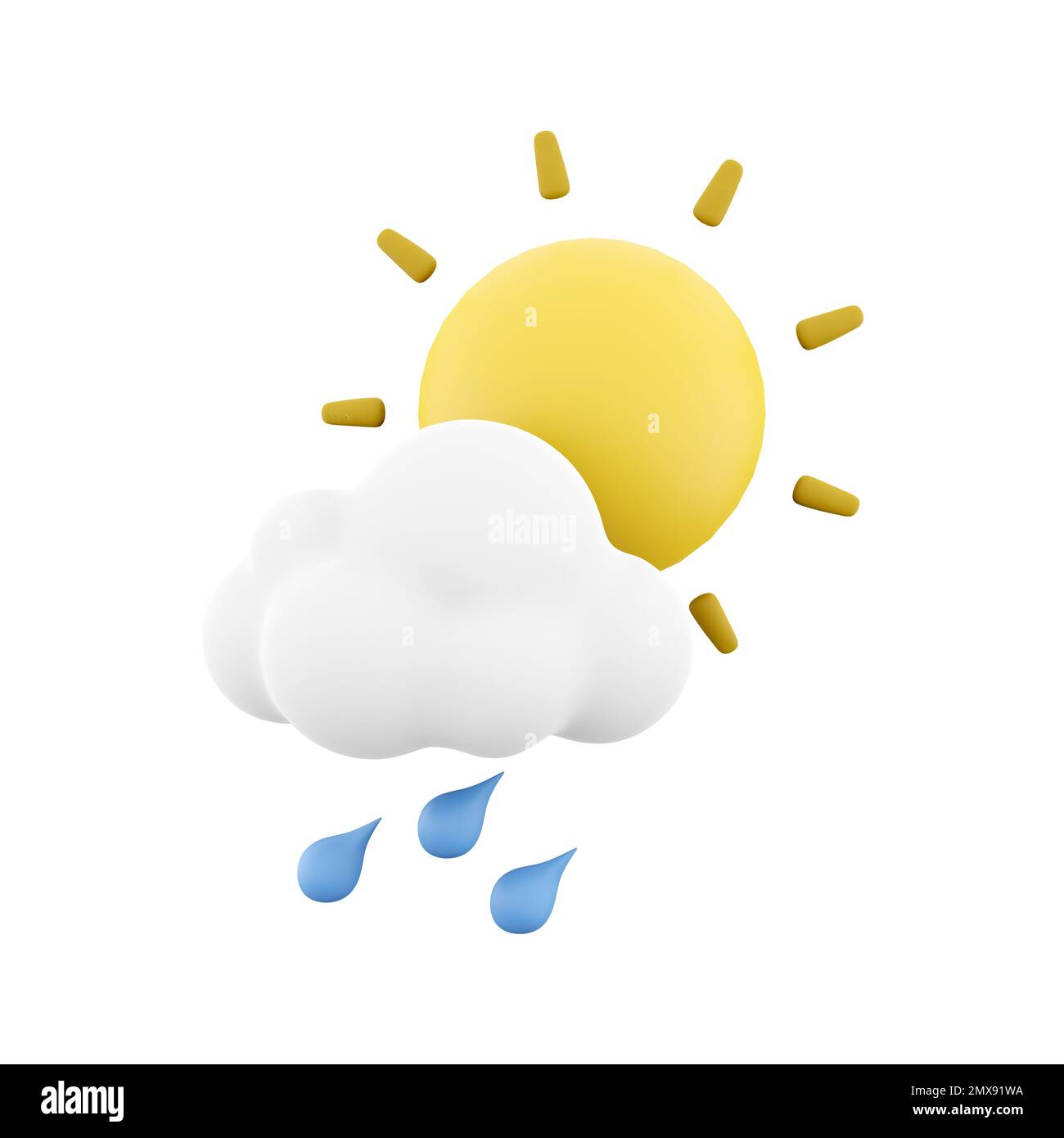 3d rendering rain with cloud and sun icon. 3d render weather sun with ...