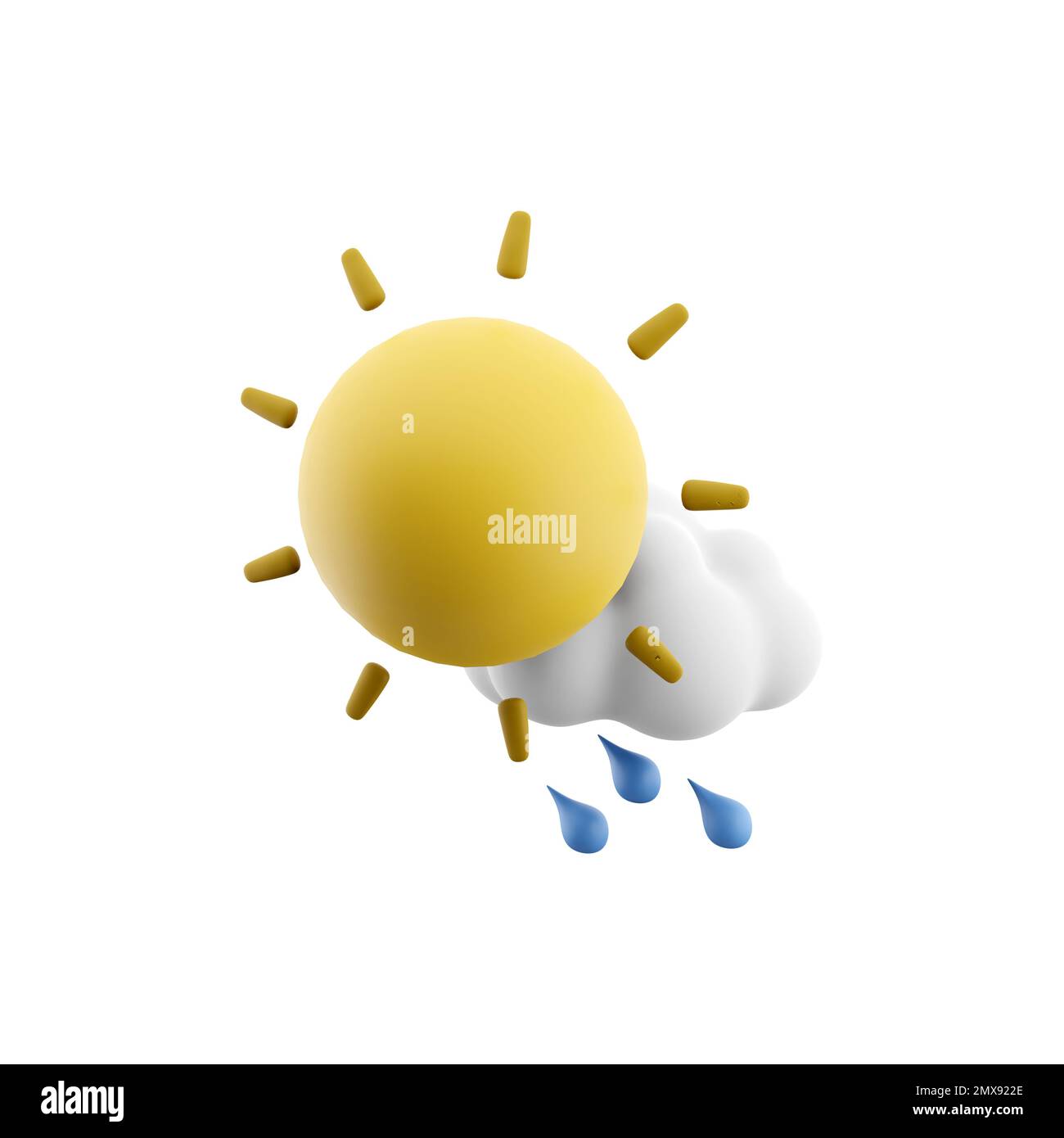 3d rendering rain with cloud and sun icon. 3d render weather sun with ...