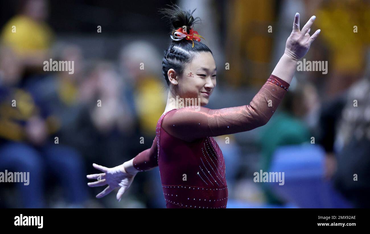 Iowa State's Kaia Parker competes on floor during an NCAA gymnastics ...