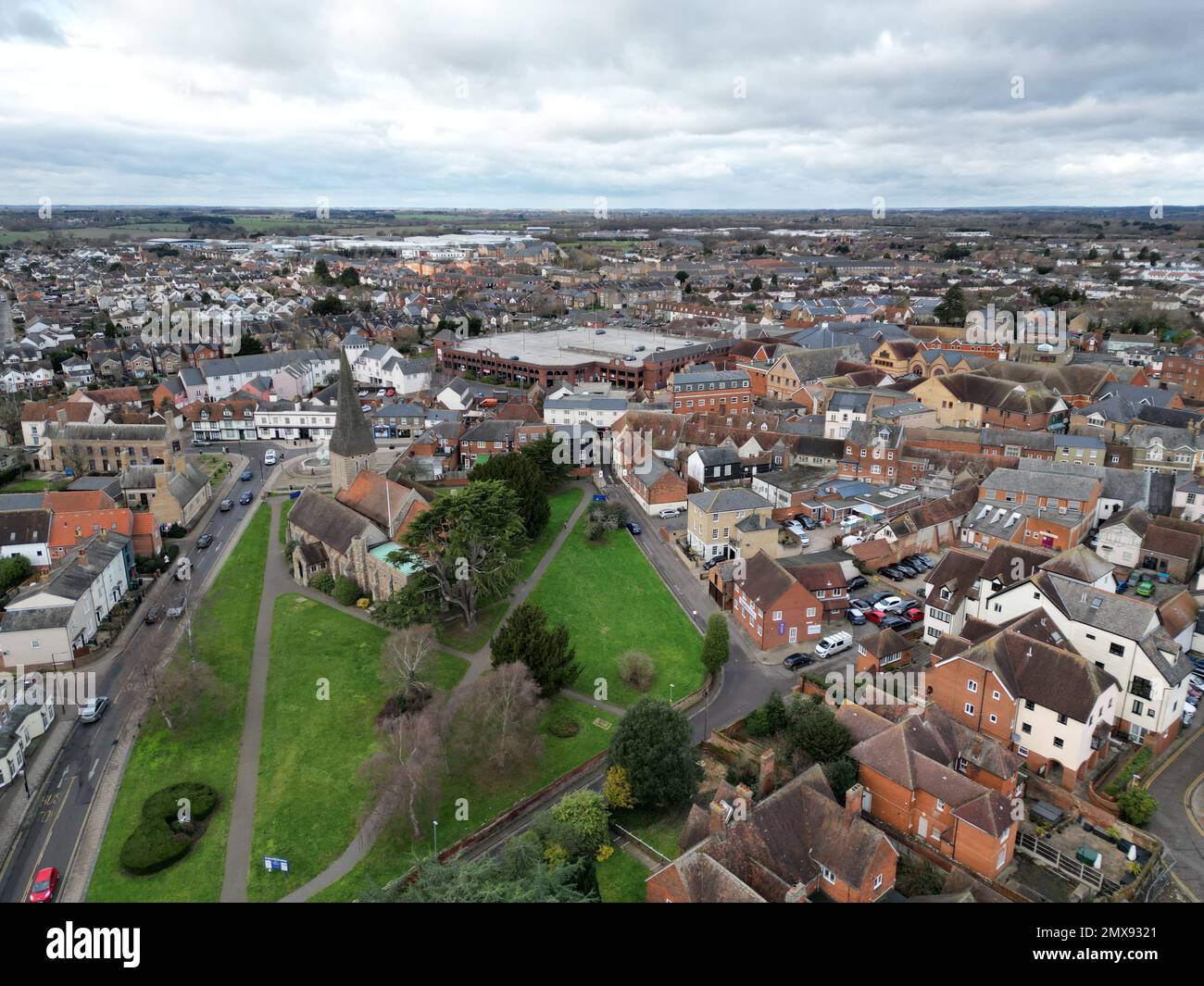 St Michael's Church Braintree Essex UK Drone, Aerial, view Stock Photo ...