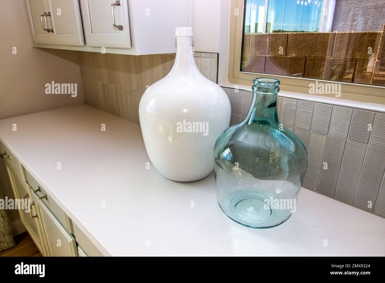 Two Decorative Containers On Kitchen Counter Top Stock Photo - Alamy