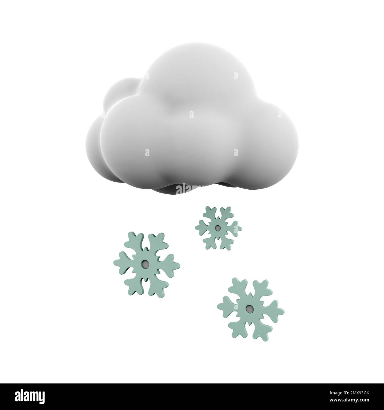 3d rendering snowfall icon. 3d render snow with cloud icon. Snowfall ...