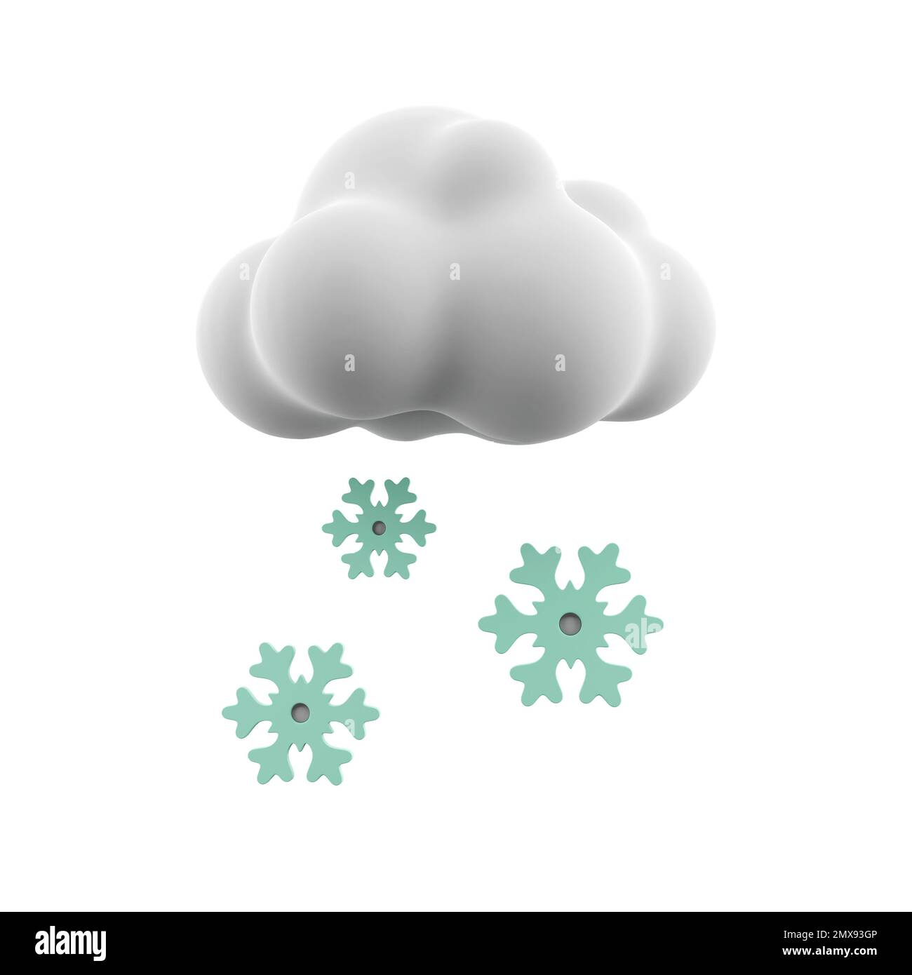 3d rendering snowfall icon. 3d render snow with cloud icon. Snowfall ...