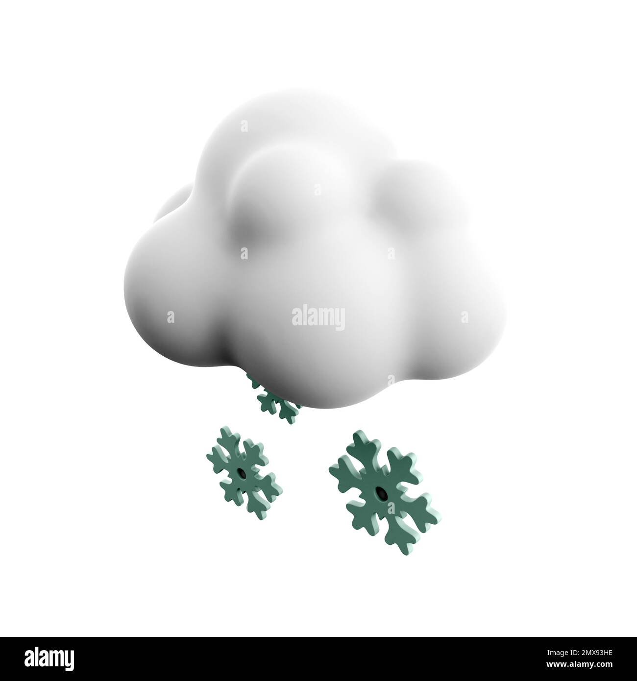 3d rendering snowfall icon. 3d render snow with cloud icon. Snowfall ...