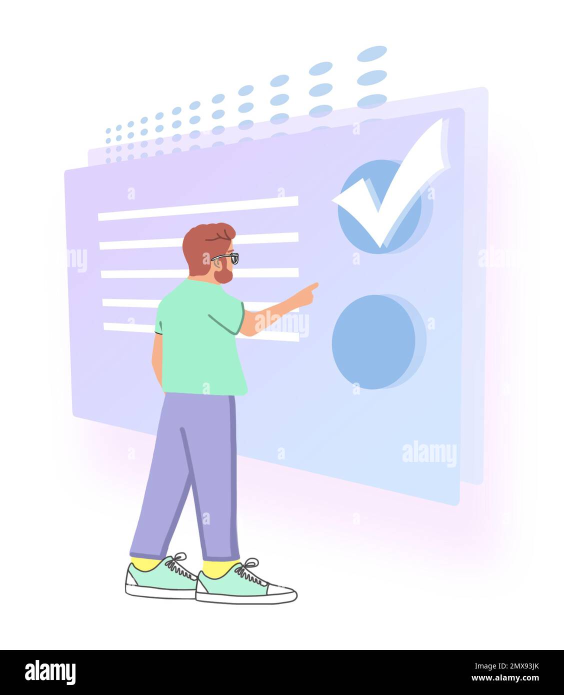 Student choosing answer from checkbox. Distant exam, online test - flat ...