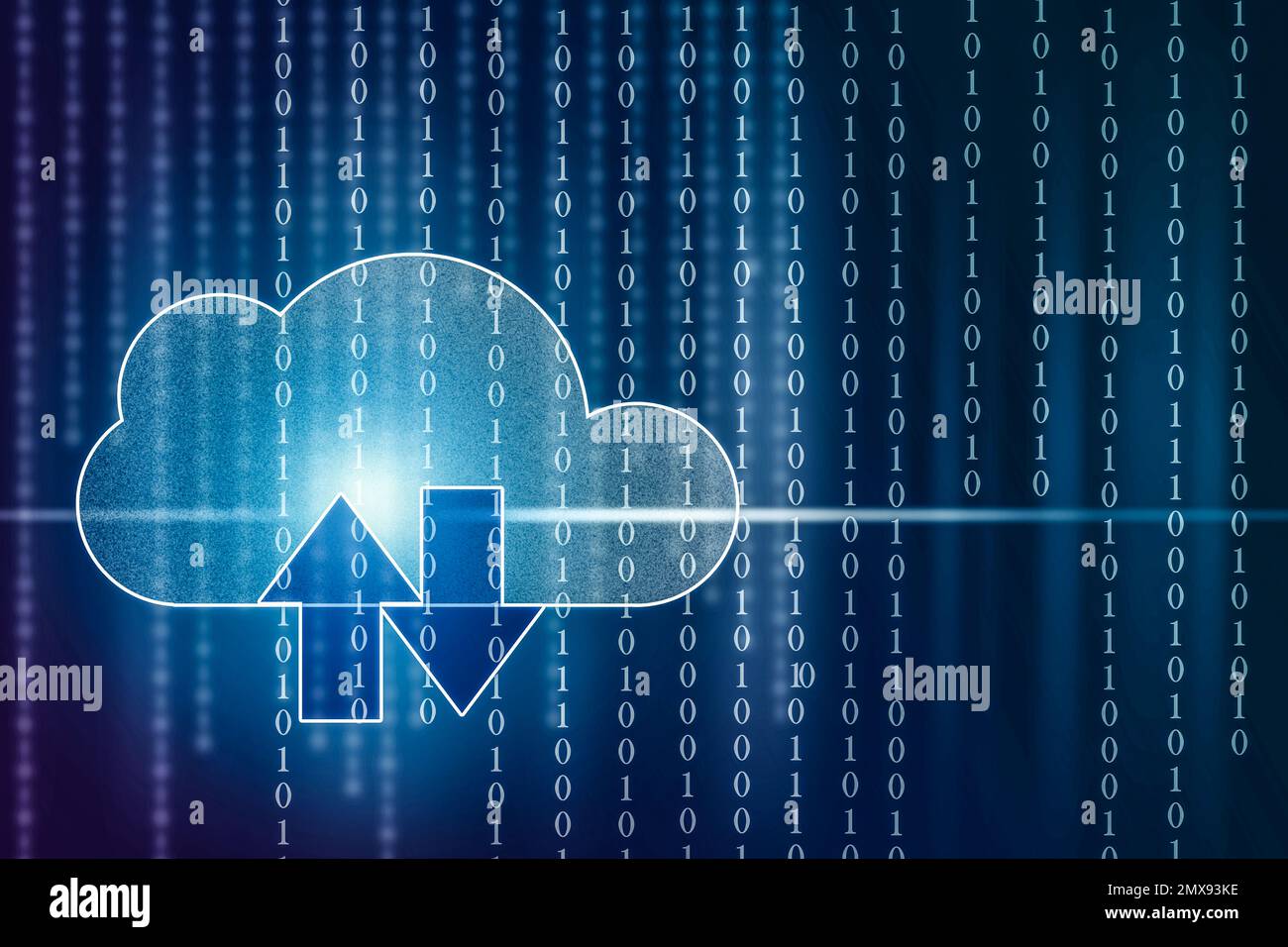Cloud image and binary code on background. Modern technology Stock ...
