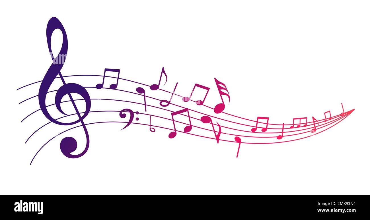 Illustration of musical notes on white background Stock Photo - Alamy