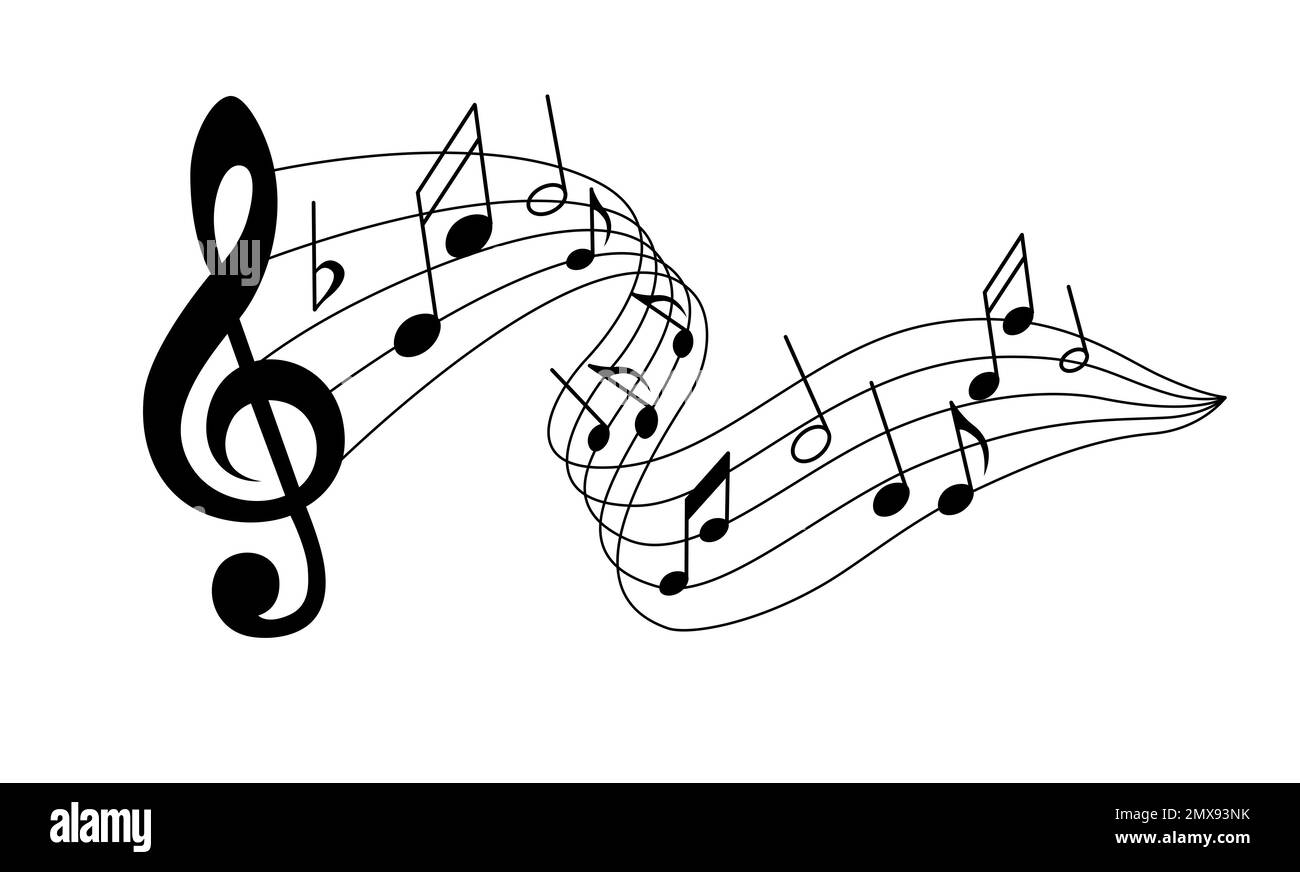 Illustration of musical notes on white background Stock Photo - Alamy