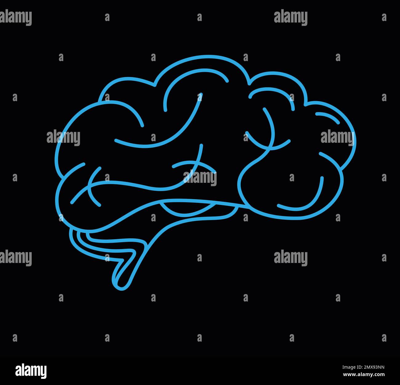 Illustration of human brain on black background Stock Photo - Alamy