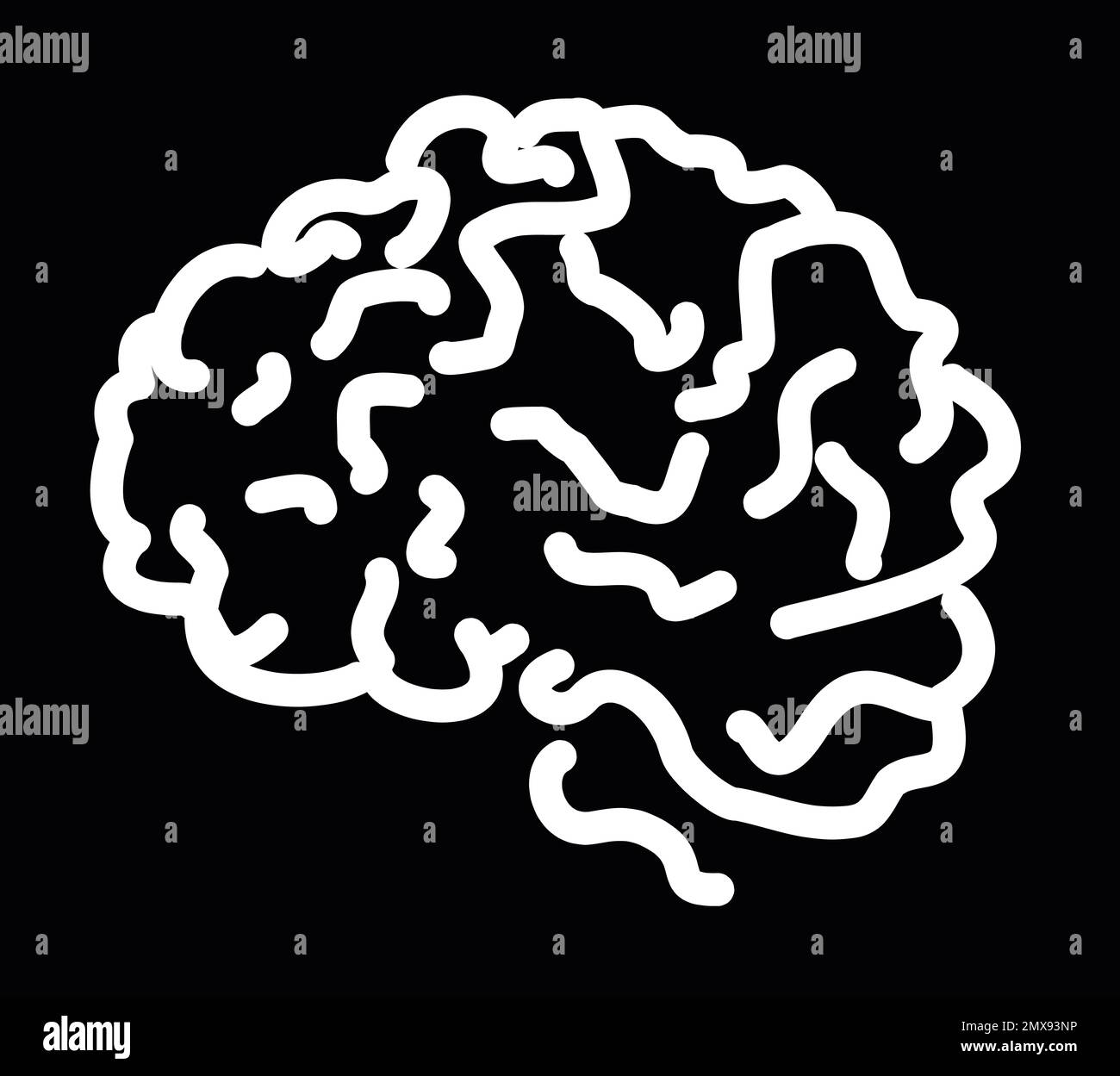 Illustration of human brain on black background Stock Photo - Alamy