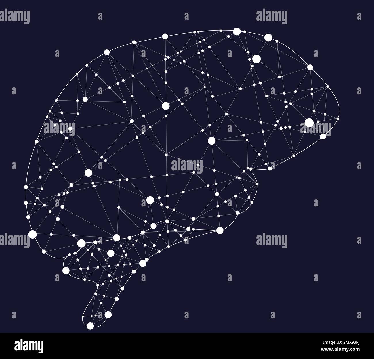 Illustration of human brain on dark blue background Stock Photo - Alamy