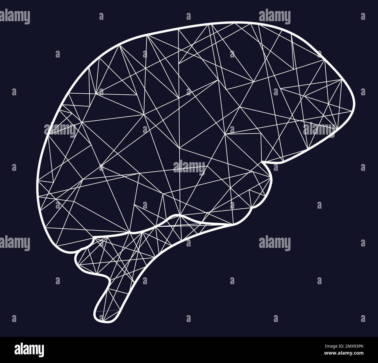 Illustration of human brain on dark blue background Stock Photo - Alamy