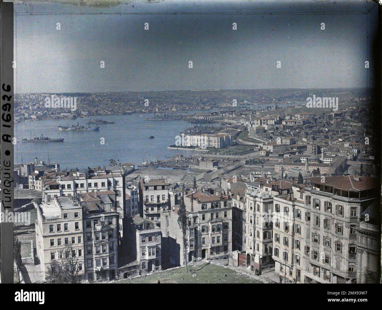 Constantinople (current Istanbul), Turkey the top of the golden horn ...