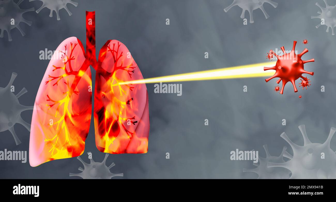Virus affecting lungs on grey background. Illustration Stock Photo - Alamy