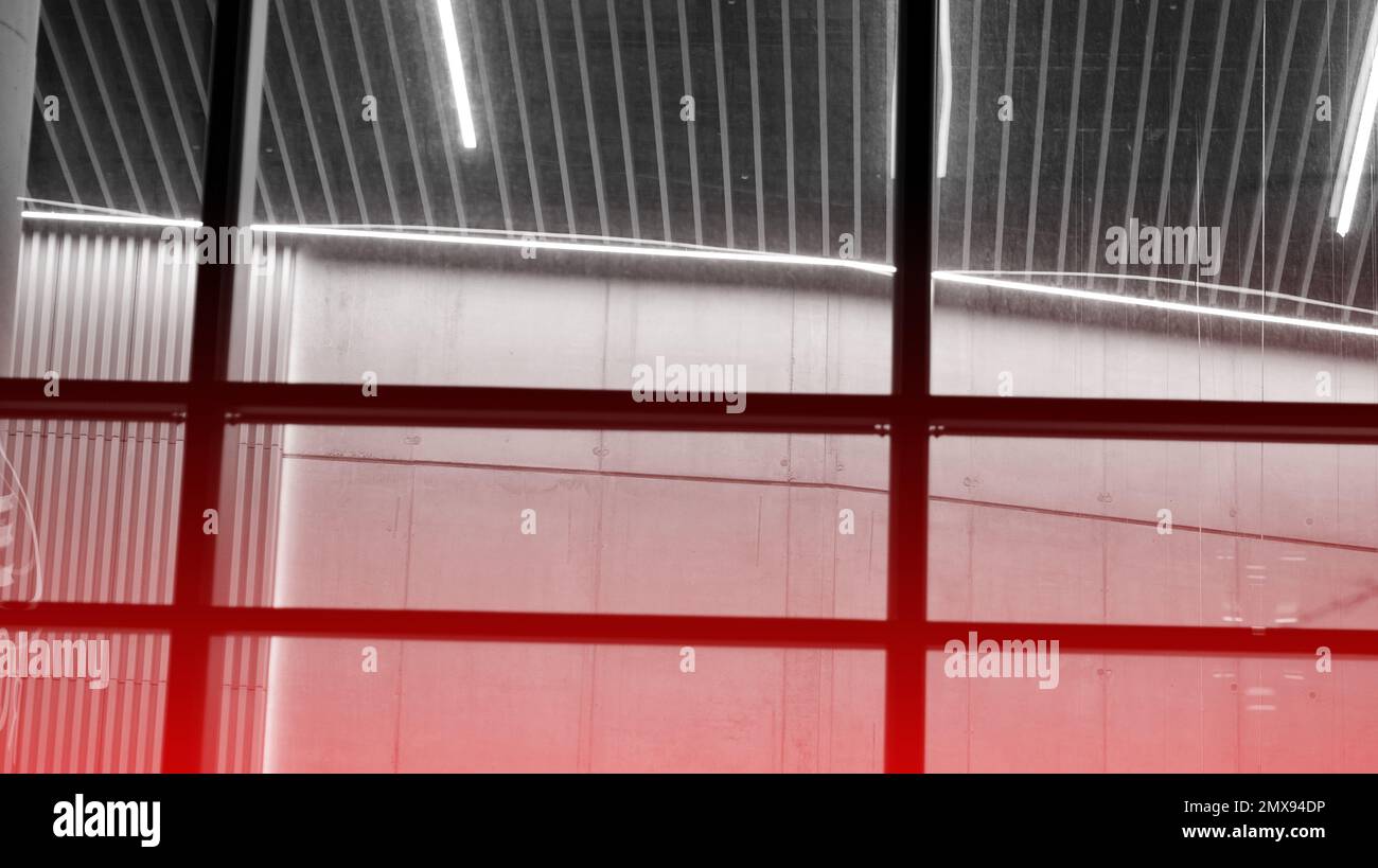 Pattern of office buildings windows illuminated at night. Lighting with ...