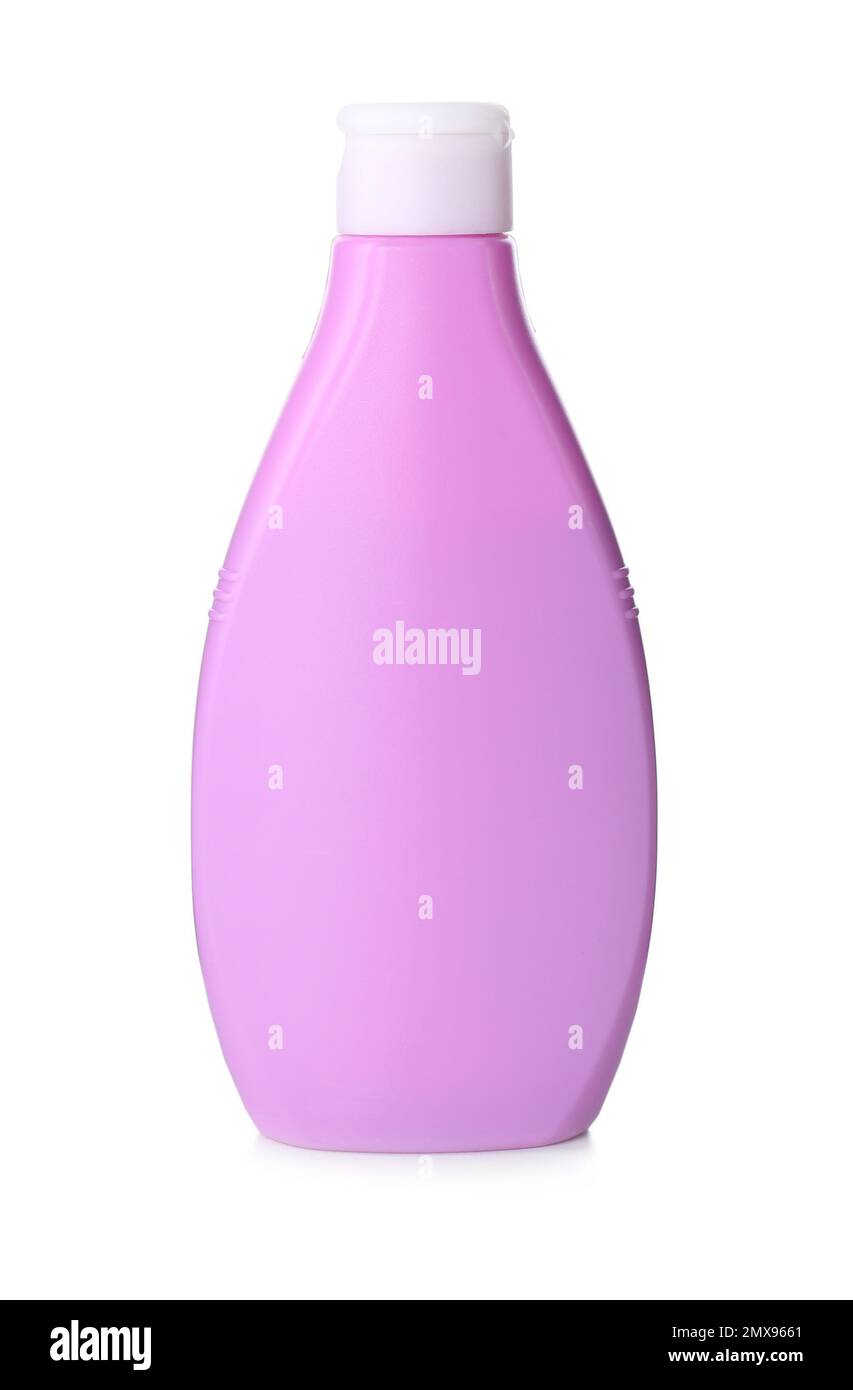 Violet plastic bottle with cosmetic product isolated on white Stock ...