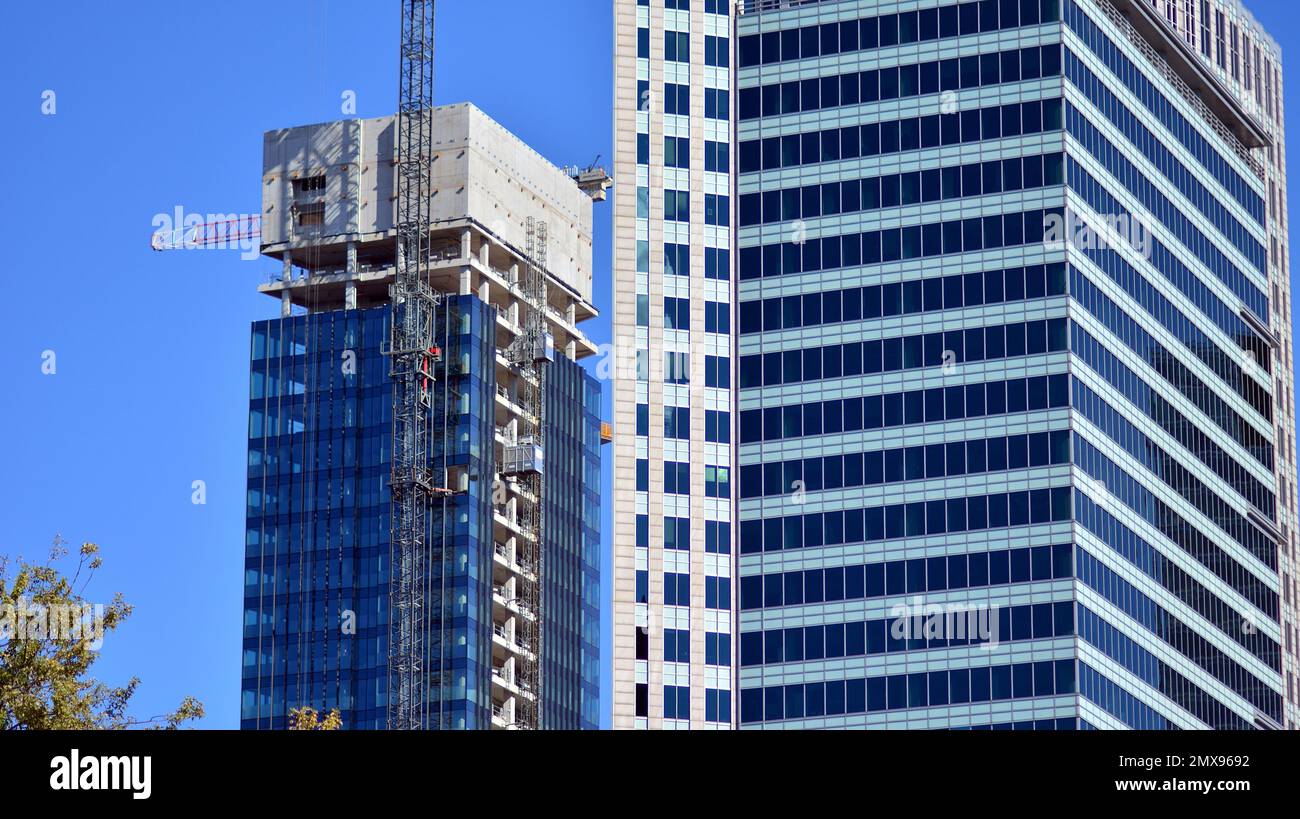 High-rise building under construction. Modern office building. Sunrise ...