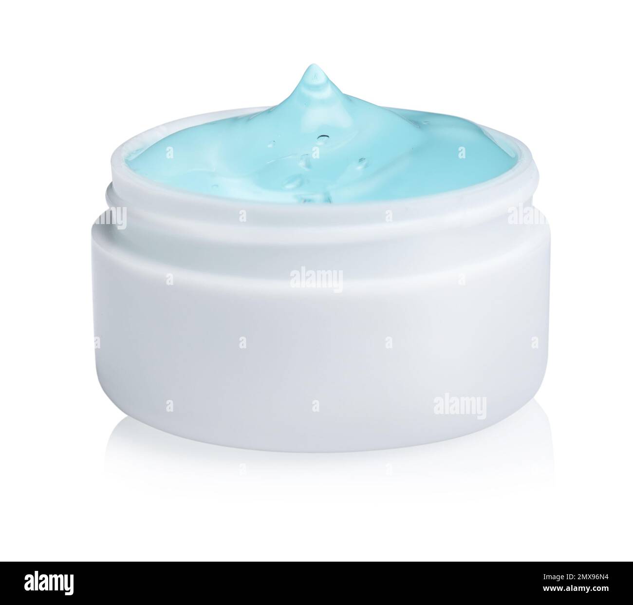 Jar of light blue cosmetic gel on light background Stock Photo - Alamy