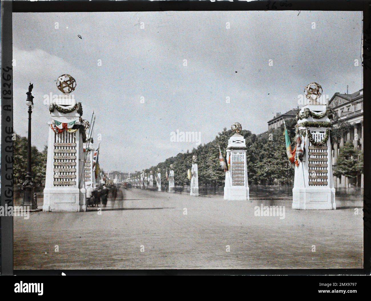 London, England The Mall decorated with several monuments commemorating ...