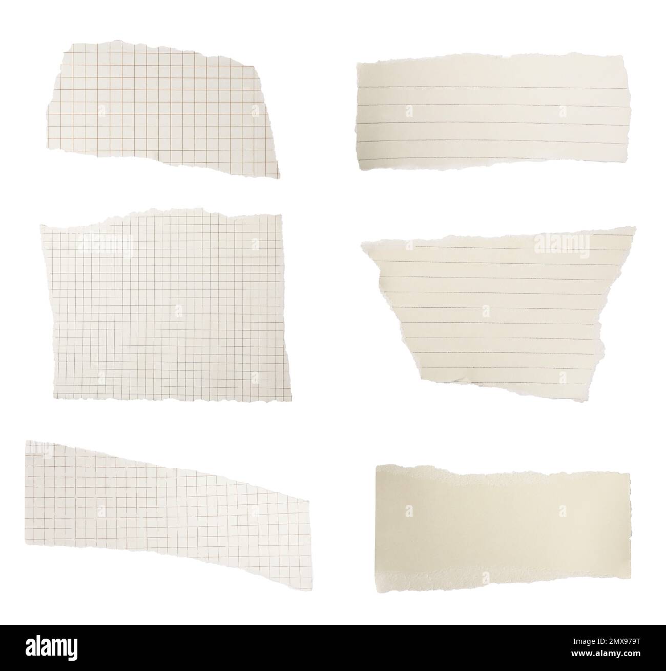 Set of different ripped notebook papers on white background Stock Photo ...