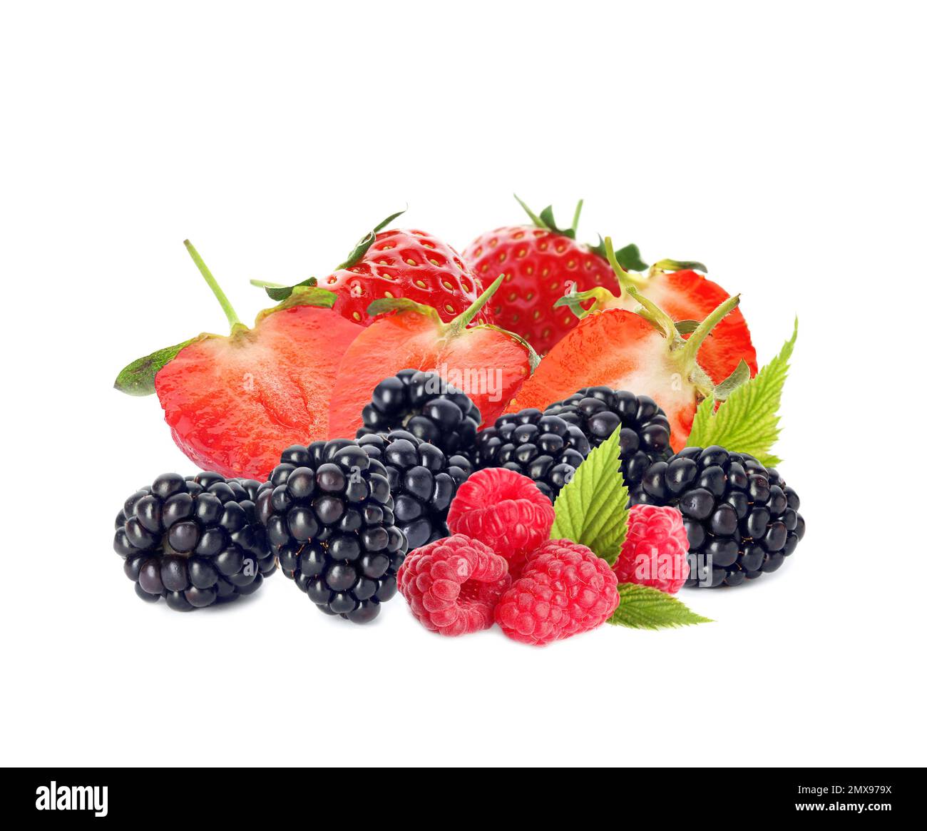 Different ripe tasty berries on white background Stock Photo - Alamy