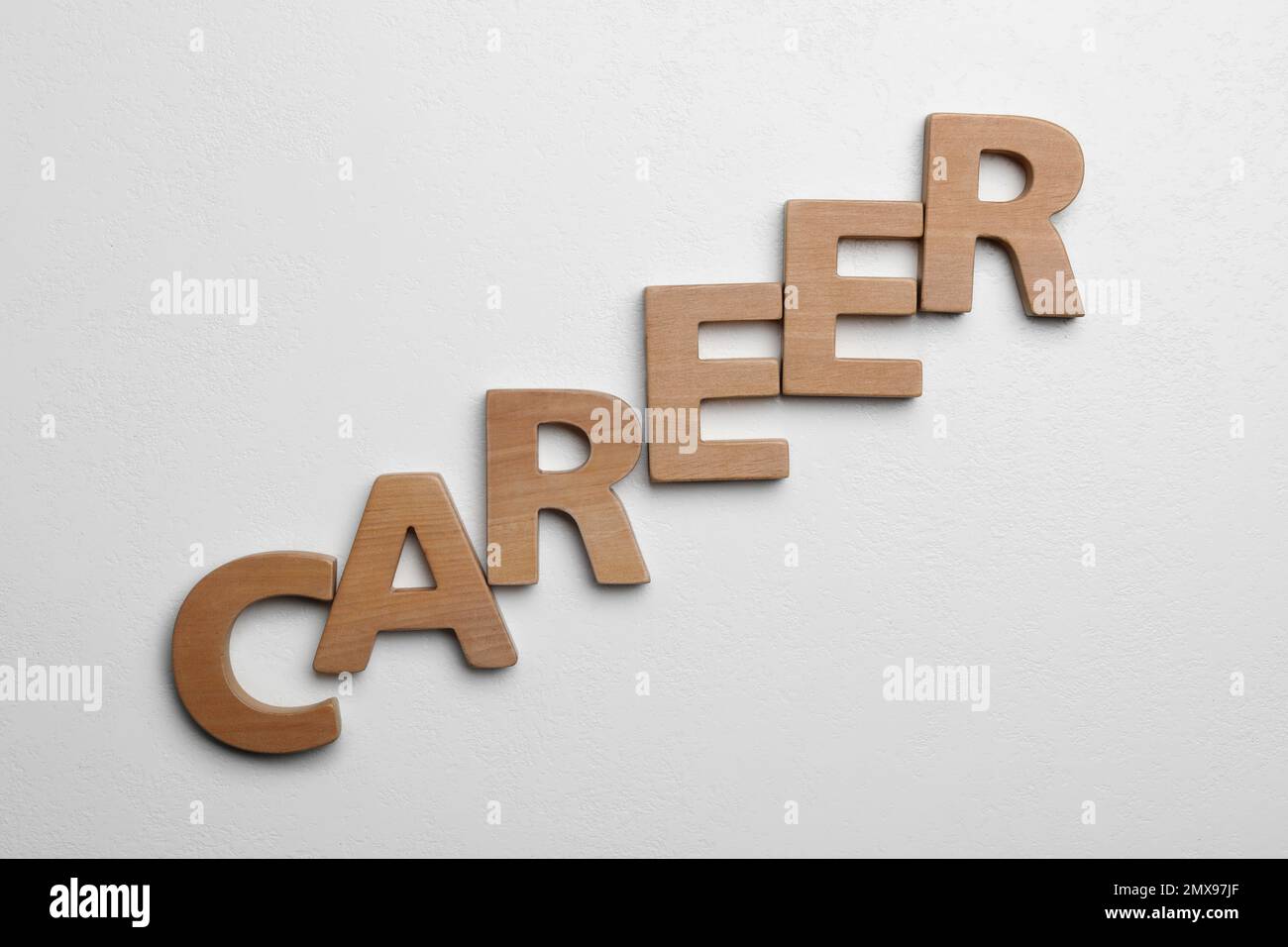 Word CAREER made with wooden letters on white background, flat lay ...