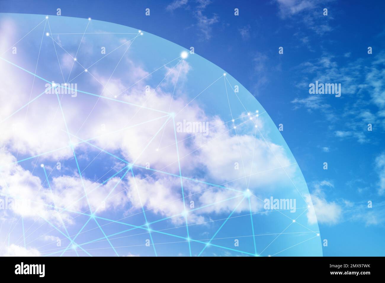 Blue sky and network connection lines. Cloud technology Stock Photo - Alamy