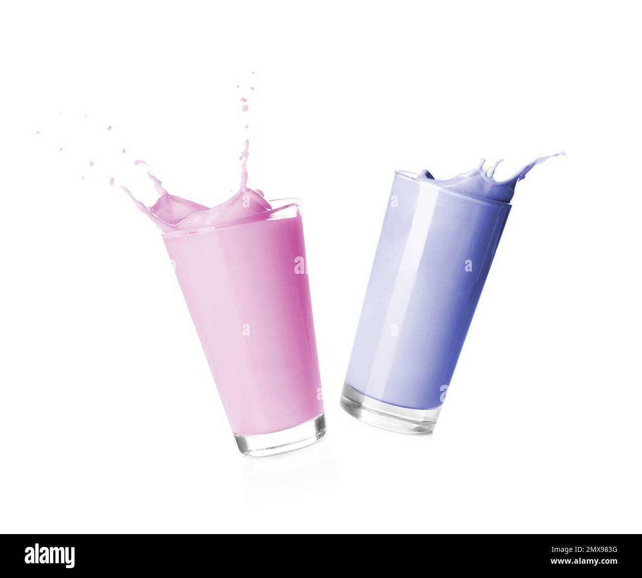 Delicious healthy protein shakes on white background Stock Photo - Alamy