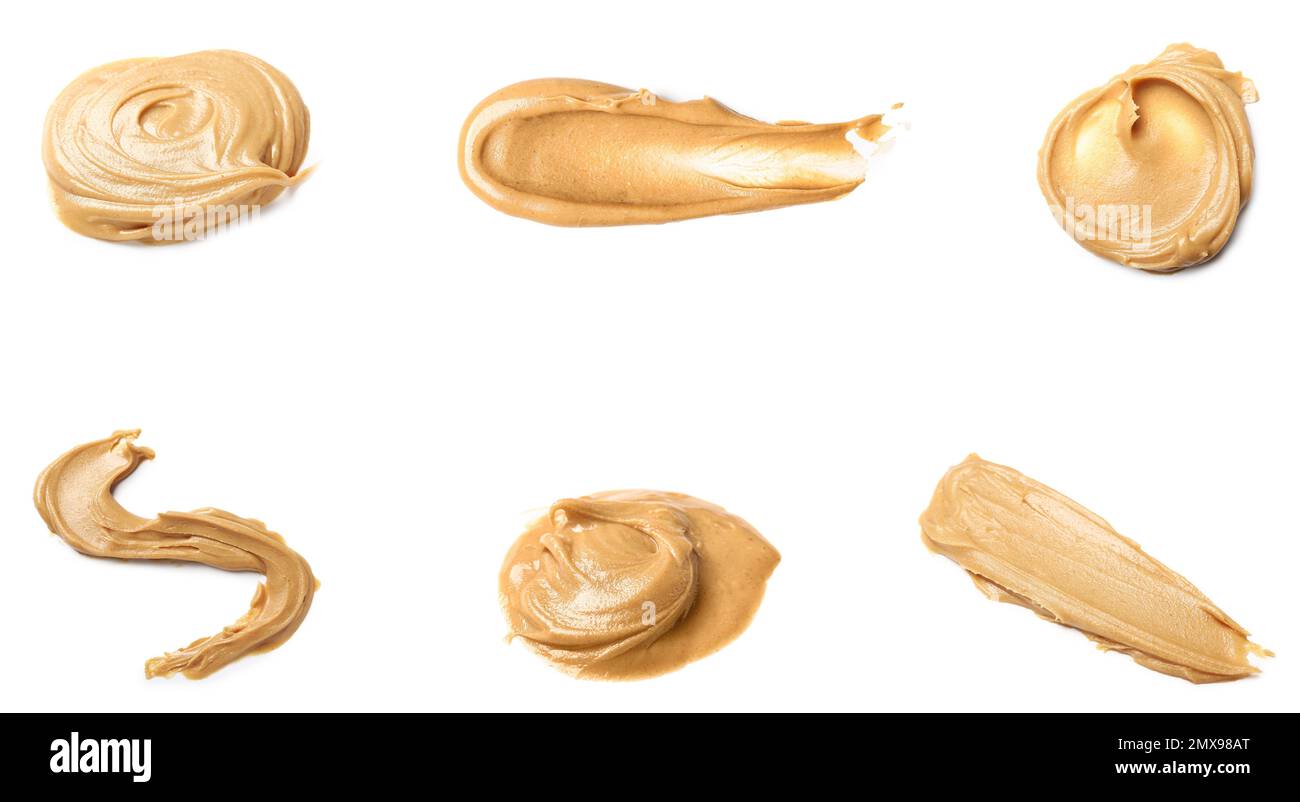Set of nut butter on white background Stock Photo - Alamy