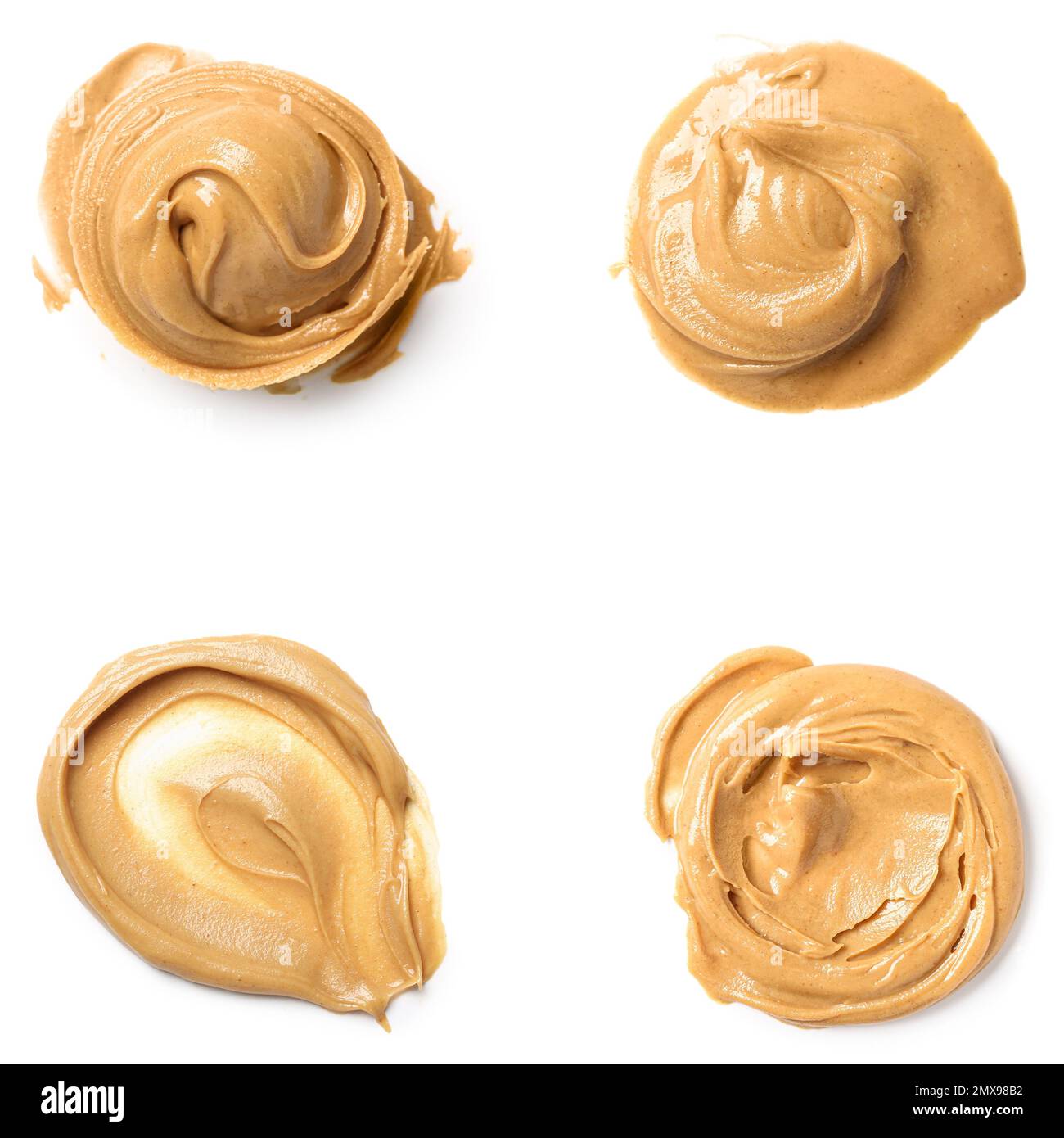 Collage of nut butter on white background Stock Photo - Alamy
