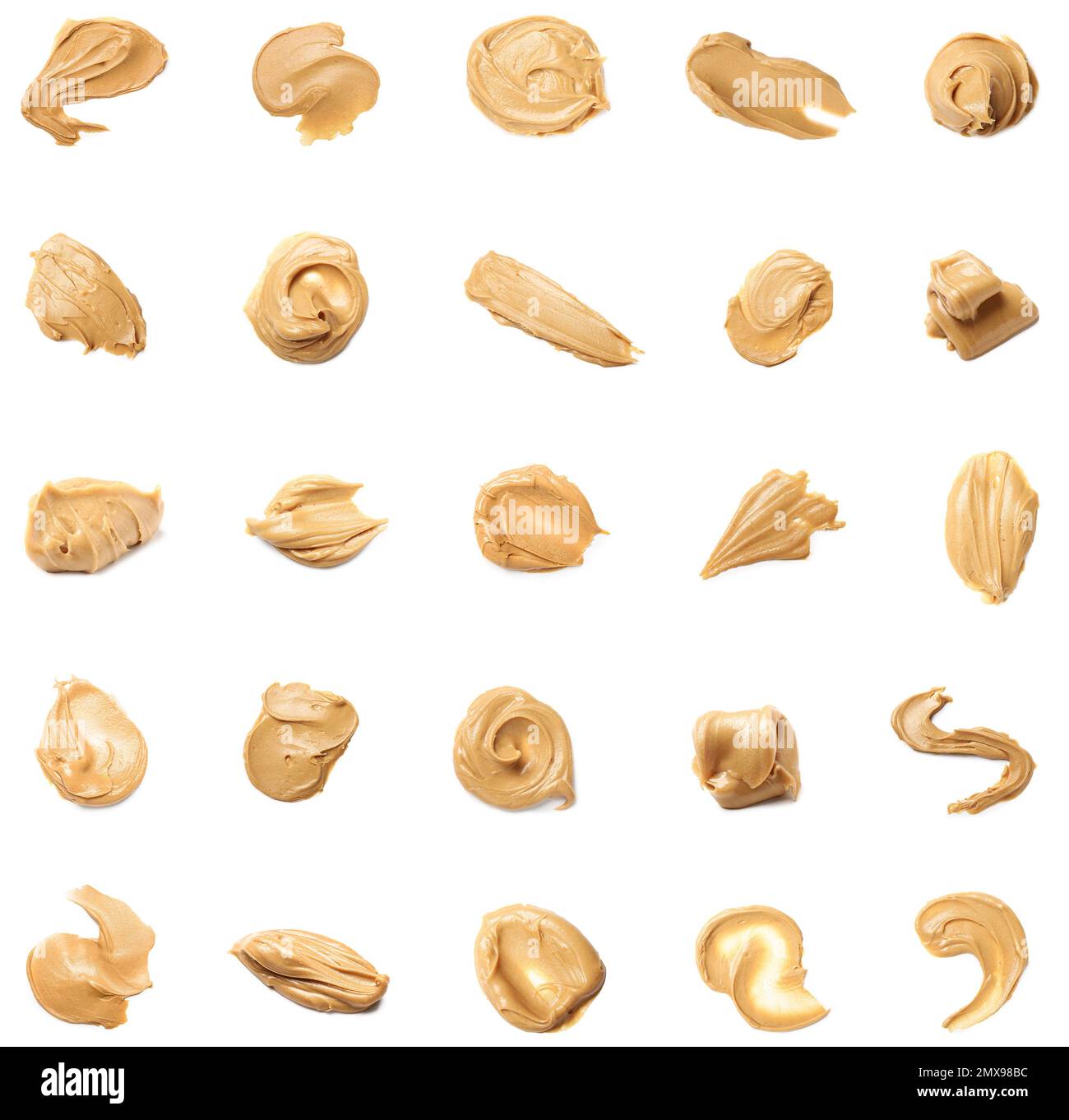 Collage of nut butter isolated on white Stock Photo - Alamy