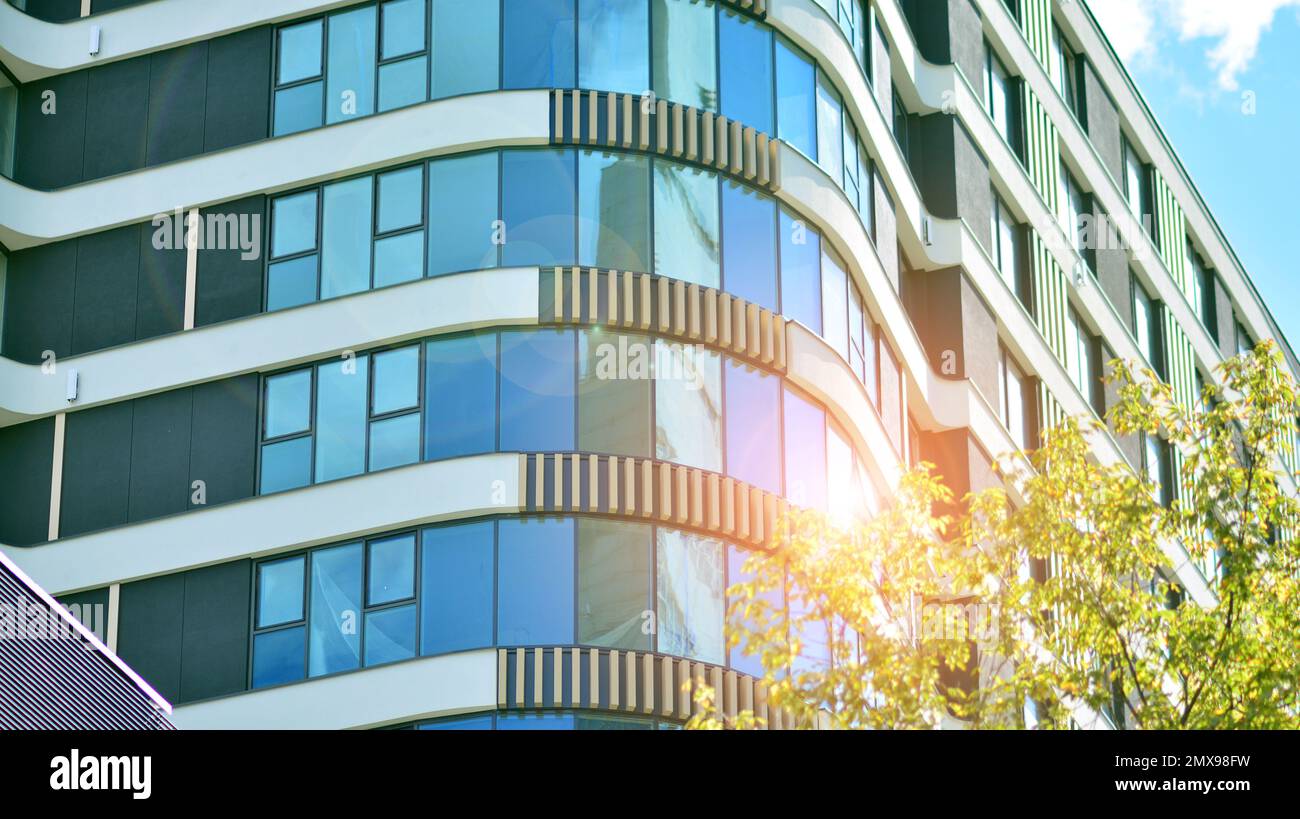 Exterior of a high modern multi-story apartment building - facade ...