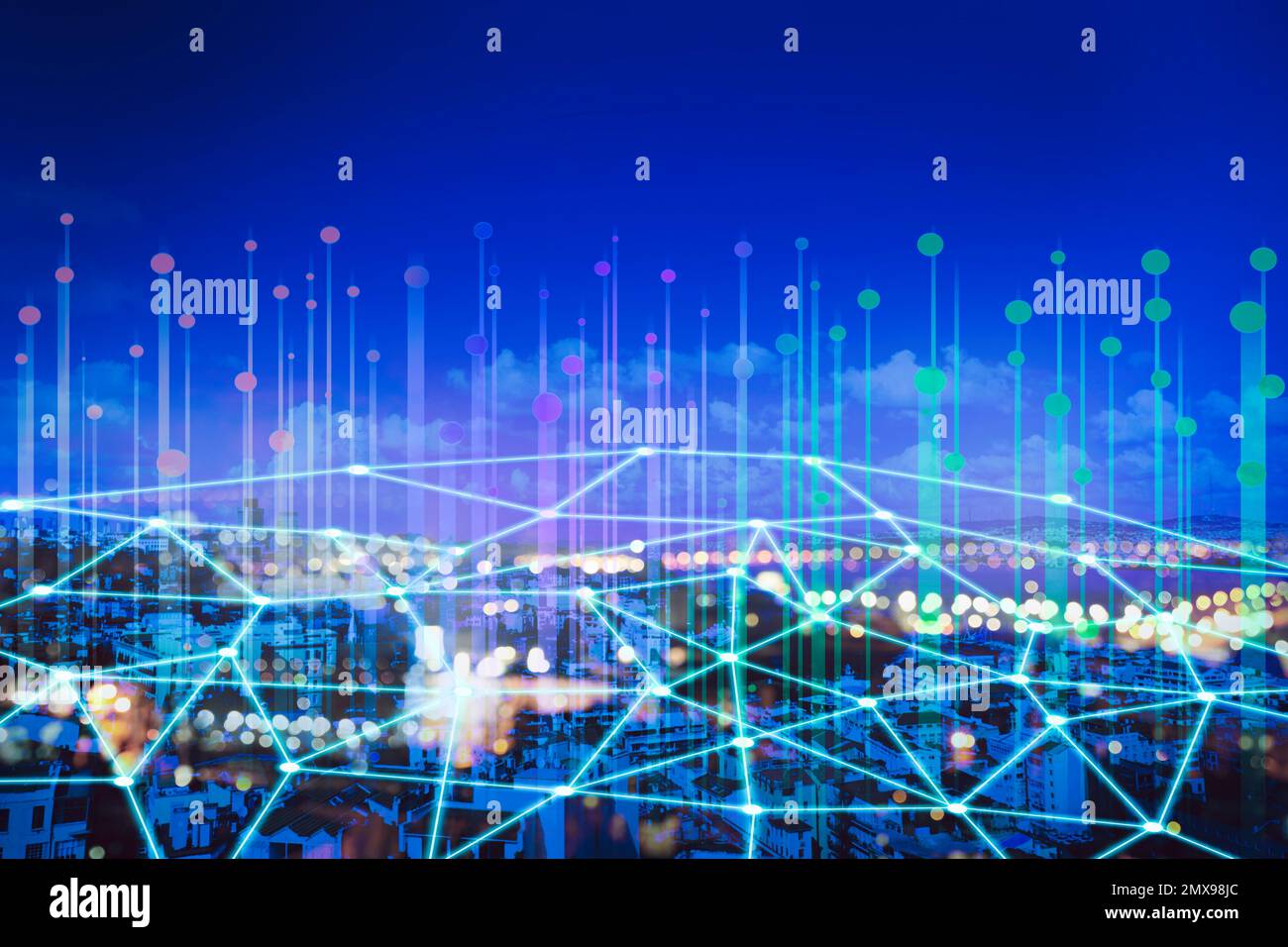 Beautiful cityscape and network connection lines Stock Photo - Alamy Beautiful cityscape and network connection lines Stock Photo - Alamy
