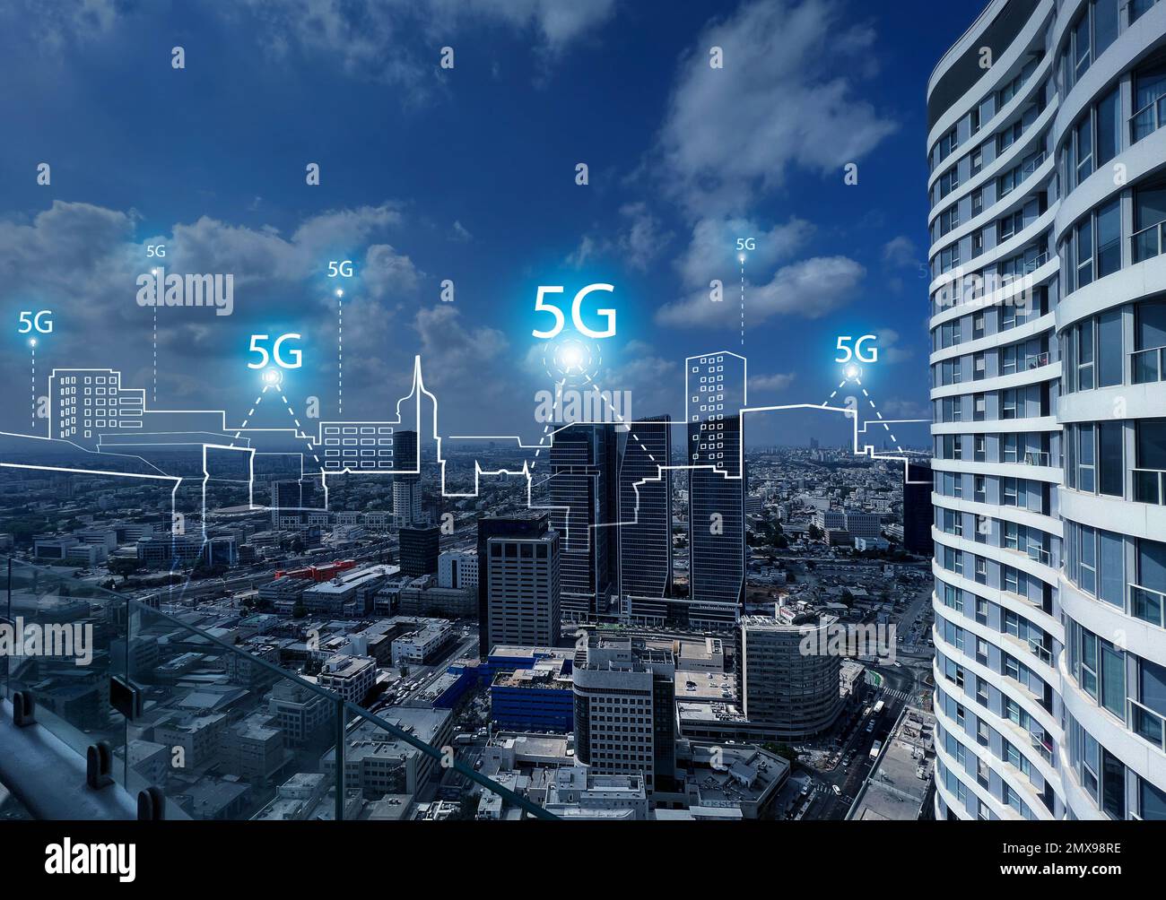View of modern city. Concept of 5g Stock Photo - Alamy