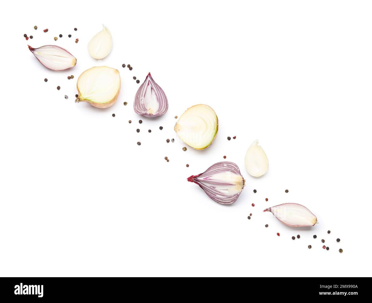 Fresh onions peppercorns Cut Out Stock Images & Pictures - Alamy