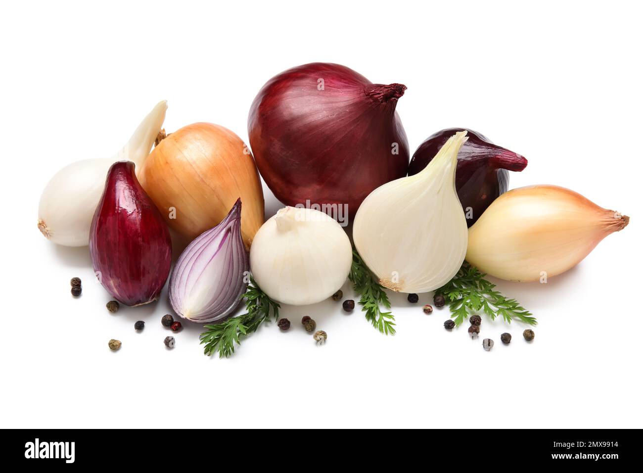 Fresh onions peppercorns Cut Out Stock Images & Pictures - Alamy