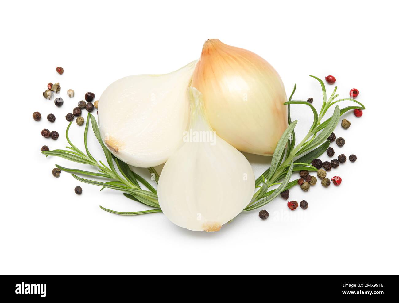 Fresh onions peppercorns Cut Out Stock Images & Pictures - Alamy
