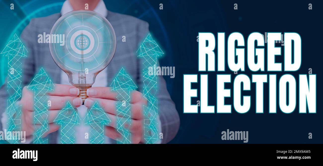 Text showing inspiration Rigged Election. Business overview Manage ...