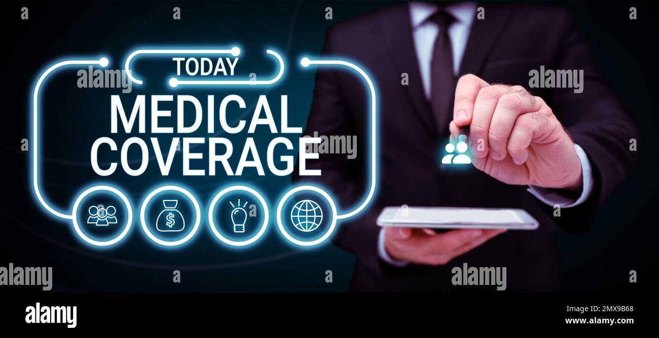 Conceptual caption Medical Coverage. Word Written on inclusion within ...