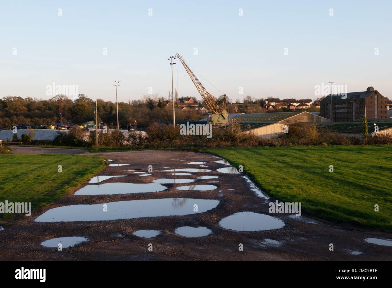 Large puddles, Sharpness, Gloucestershire, England, UK Stock Photo - Alamy