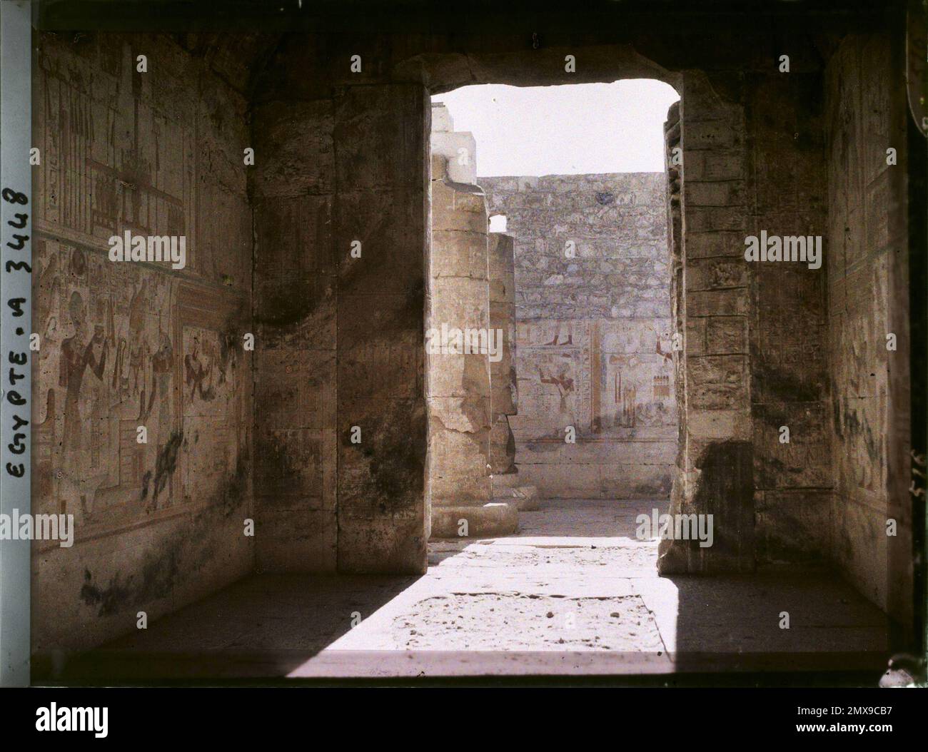 Abydos, Egypt, Africa Entrance door of the chapel of Amon Ra, from the ...