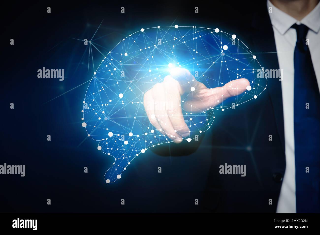 Man pointing finger at brain hi-res stock photography and images - Alamy