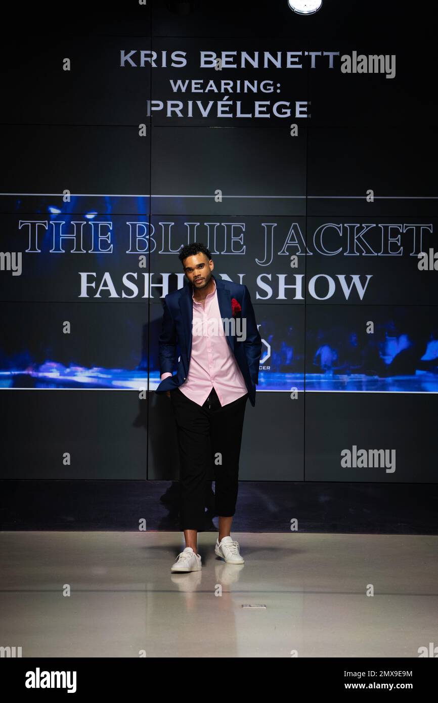 New York, NY on February 1, 2023. Kris Bennett walks the 7th Annual Blue Jacket Fashion Show ...